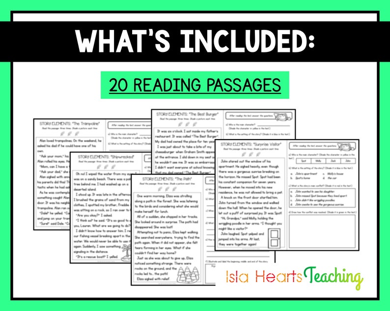 Story Elements Reading Comprehension Passages and Questions Reading ...