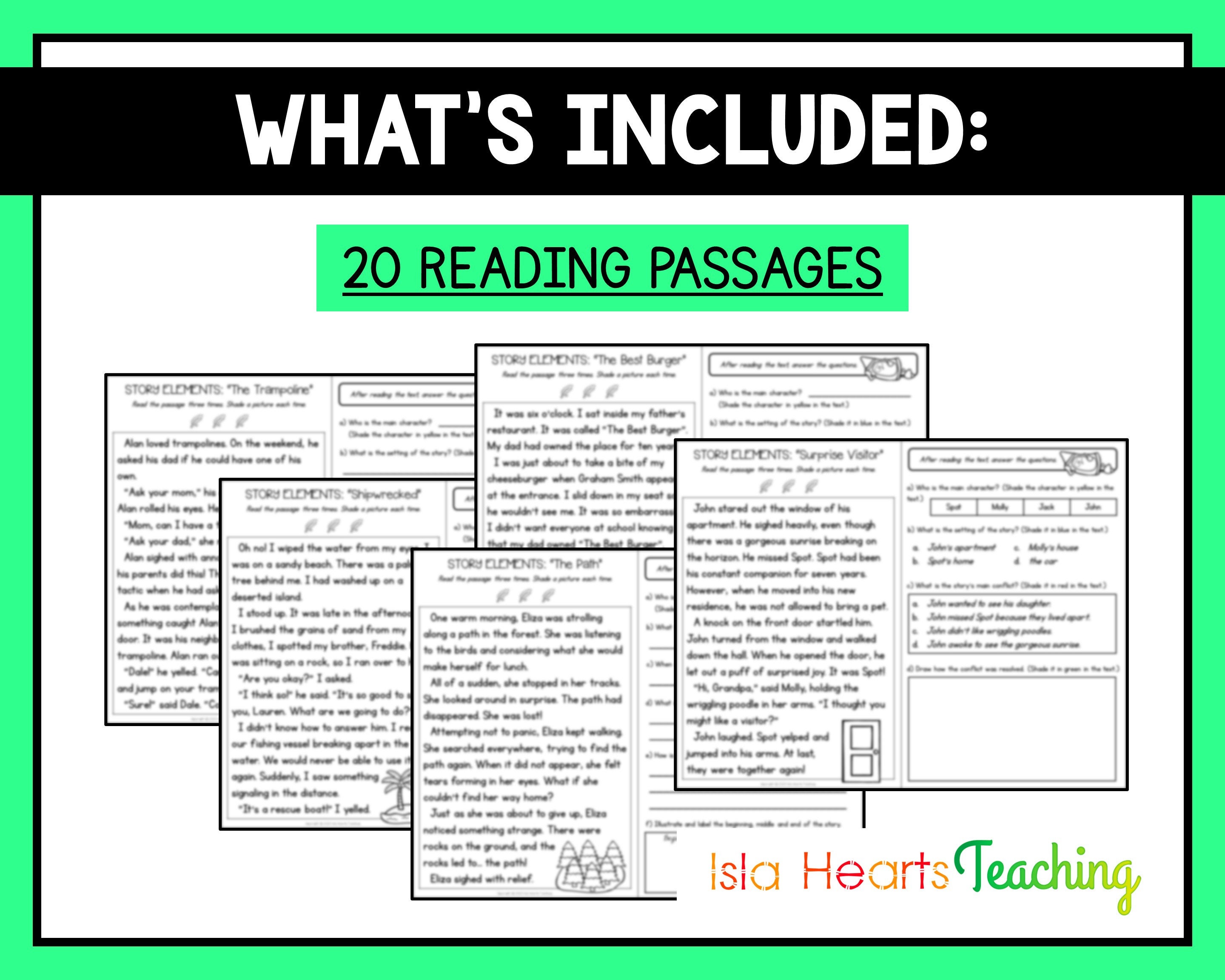 Story Elements Reading Comprehension Passages and Questions Reading ...