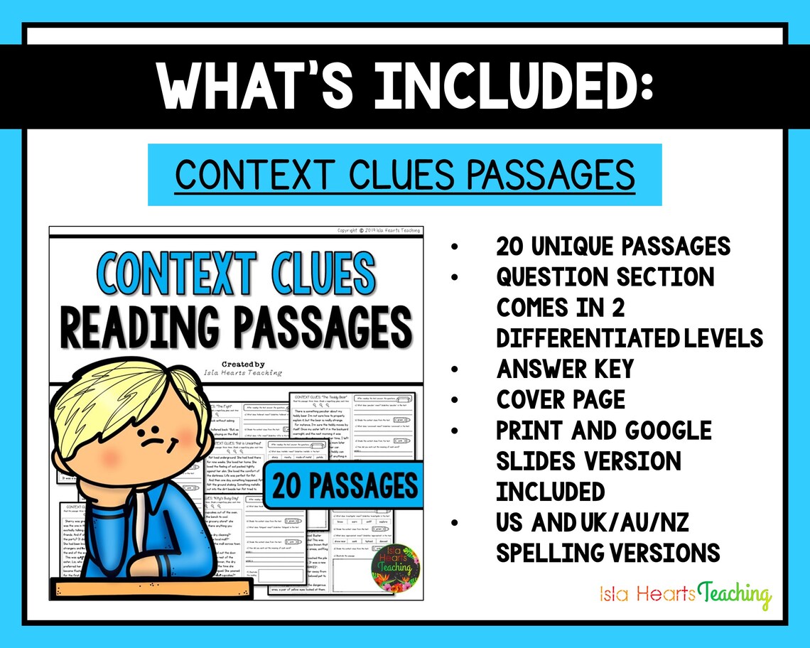 Context Clues Reading Comprehension Passages and Questions - Reading ...
