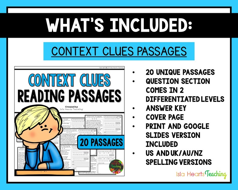 Context Clues Reading Comprehension Passages and Questions - Reading ...