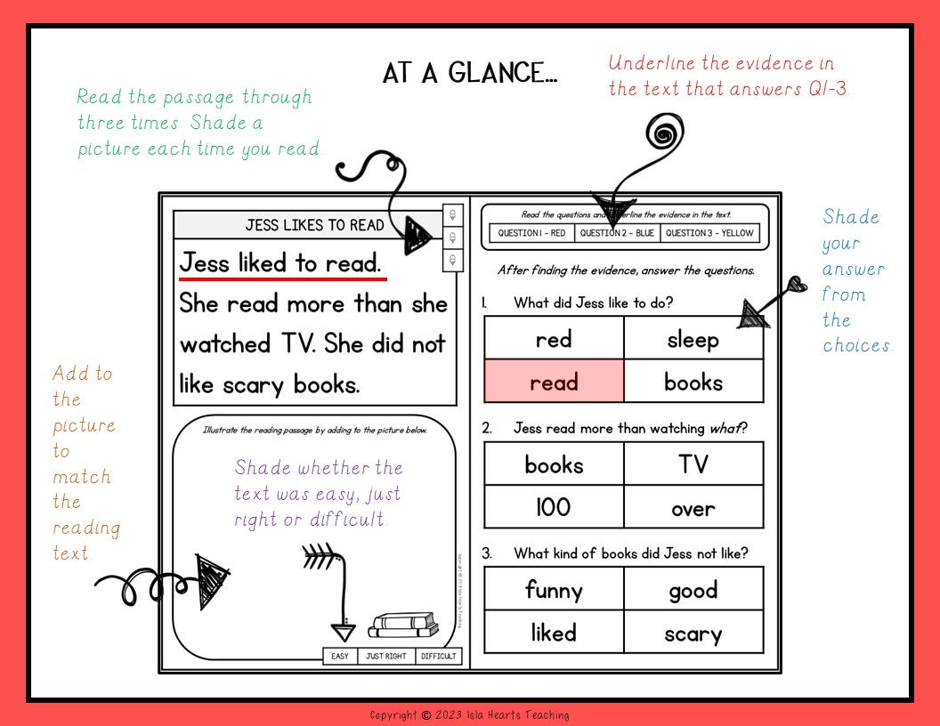 Kindergarten and First Grade Reading Comprehension Passages - Etsy