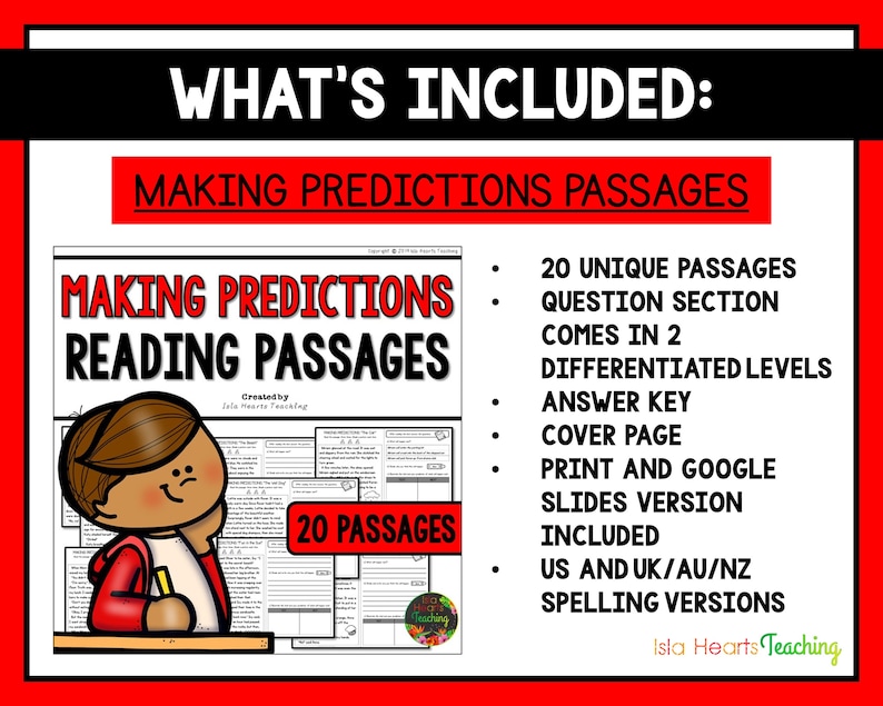 Making Predictions Reading Comprehension Passages and Questions ...