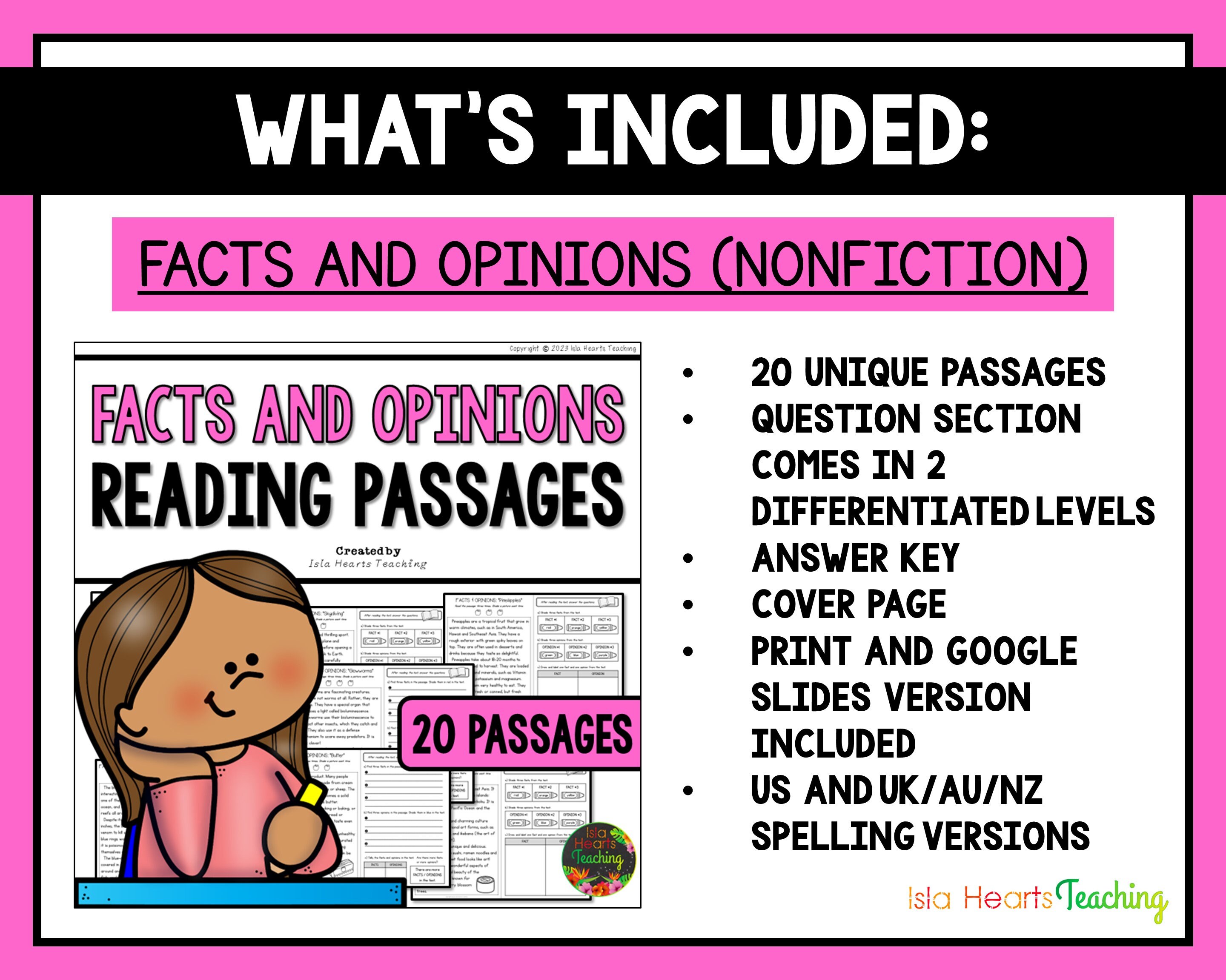 Facts and Opinions Reading Comprehension Passages and Questions Reading ...