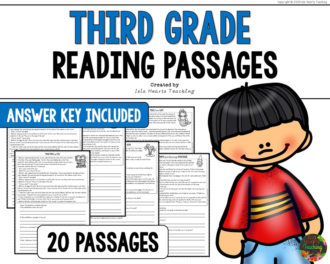 Third Grade Reading Comprehension Passages and Questions - Etsy