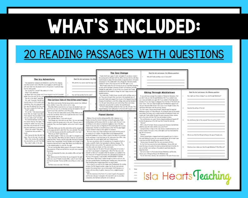 Fourth Grade Reading Comprehension Passages and Questions Worksheets I ...
