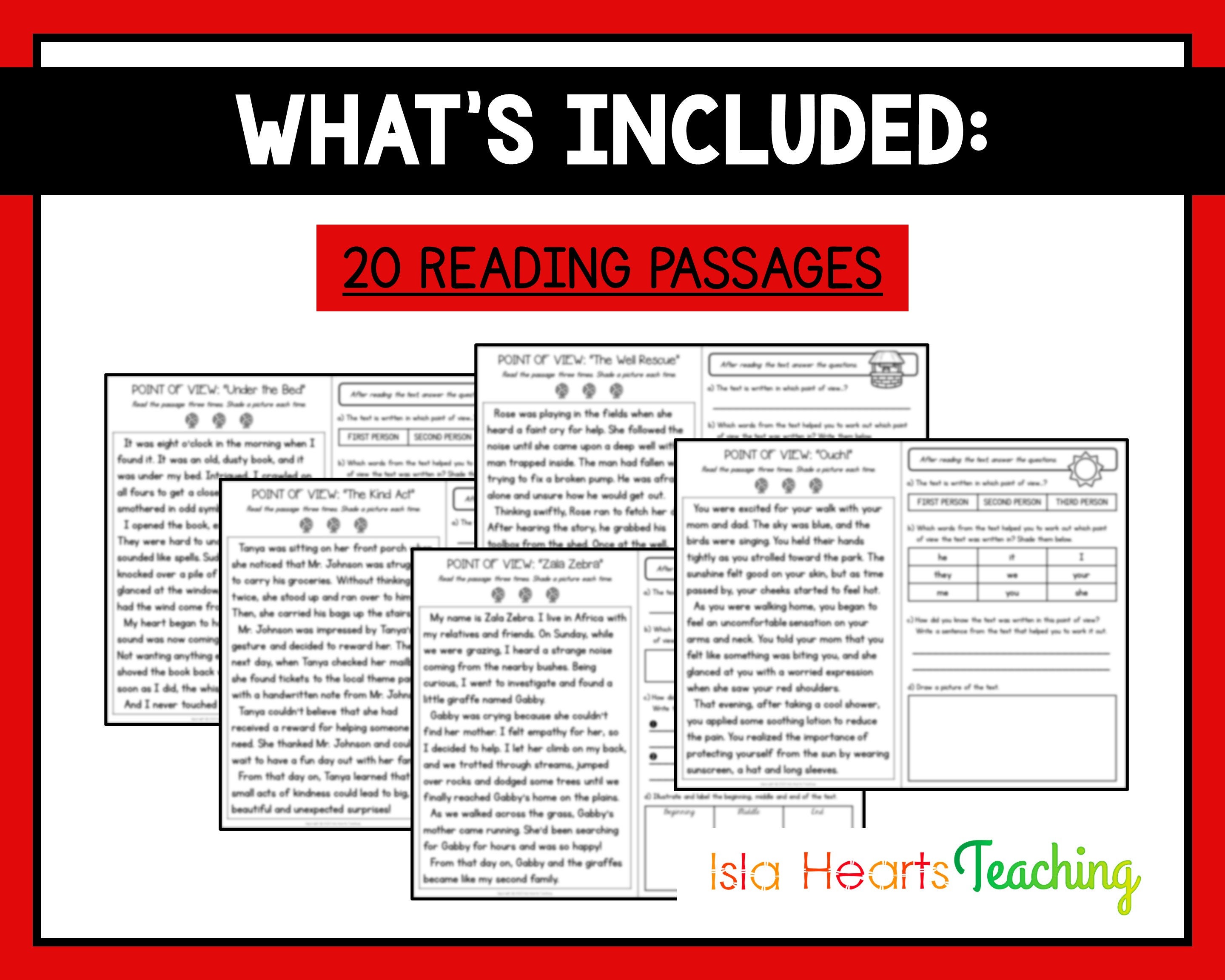 Point of View Reading Comprehension Passages and Questions - POV ...