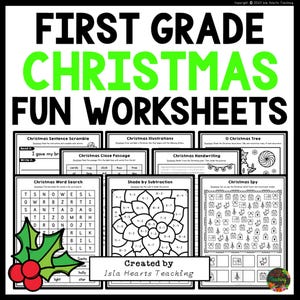 Christmas Fun Puzzles Workbook I Holiday Break Worksheets Xmas ...