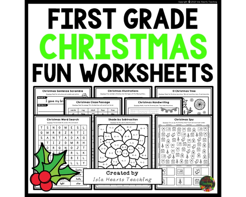 Christmas Fun Puzzles Workbook I Holiday Break Worksheets Xmas ...