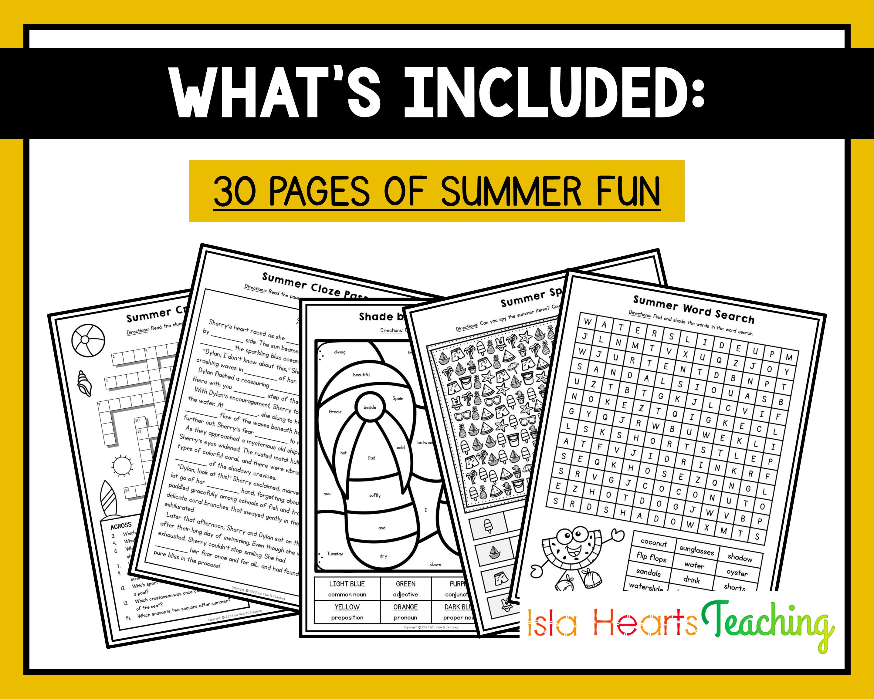 Summer Fun Puzzles Workbook I Holiday Break Worksheets and Activities I ...