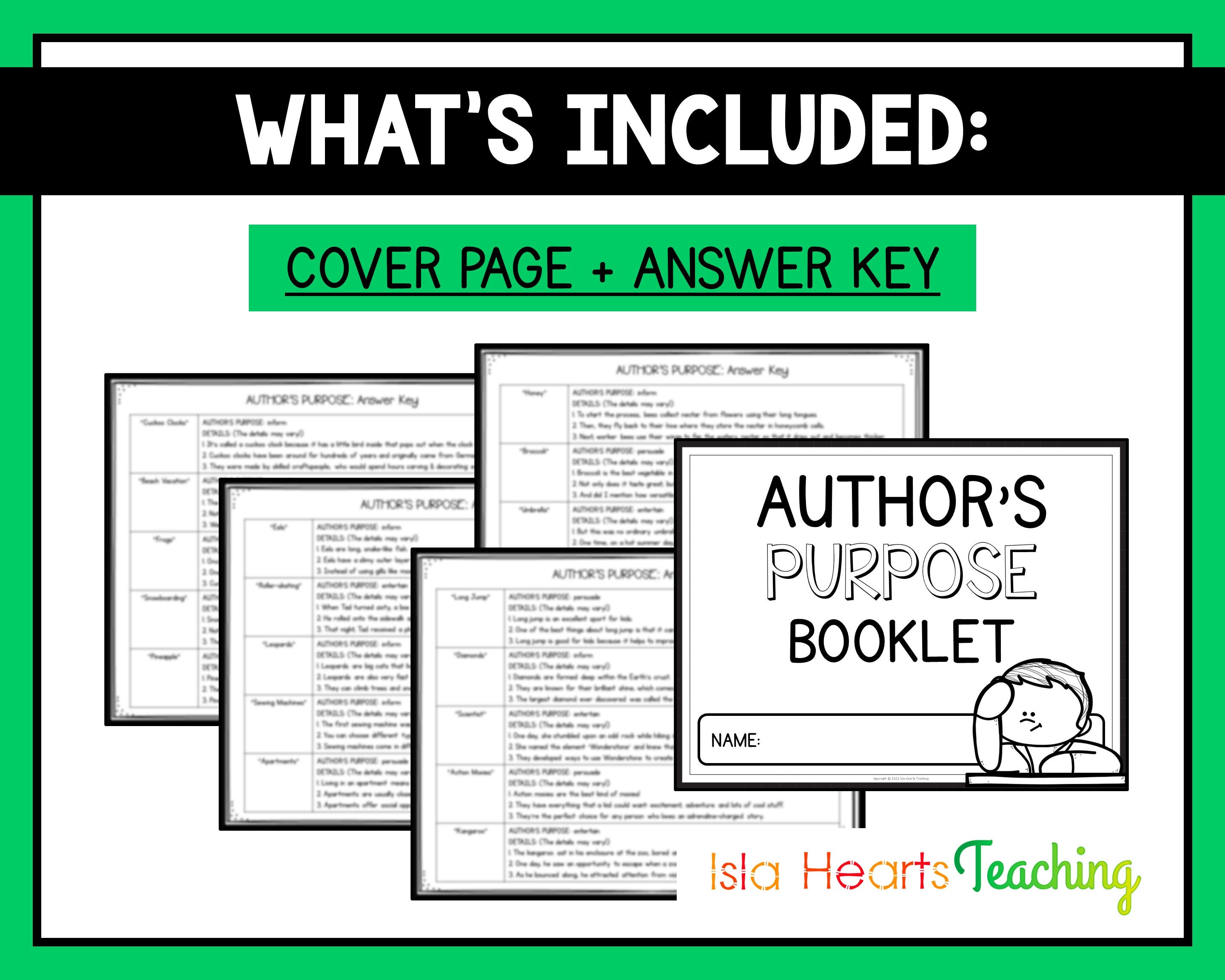Author's Purpose Reading Comprehension Passages and Questions Reading ...