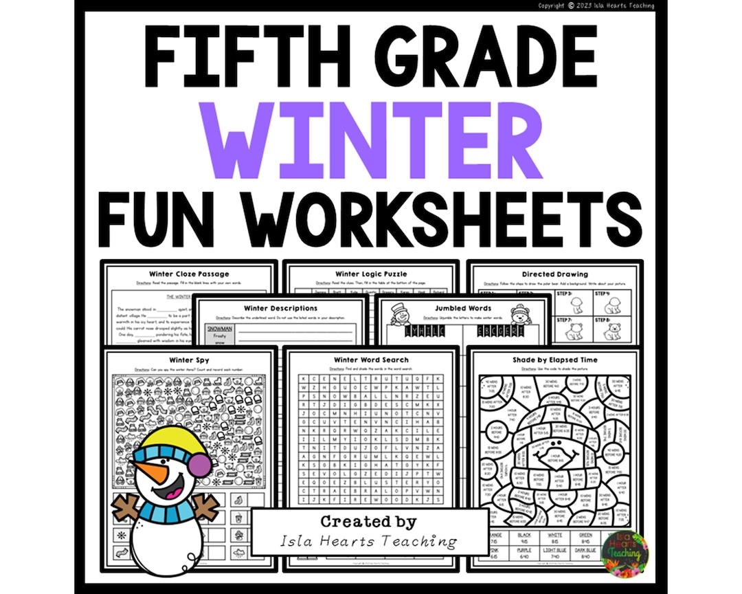 Winter Fun Puzzles Workbook I Holiday Break Worksheets Activities I 5th ...