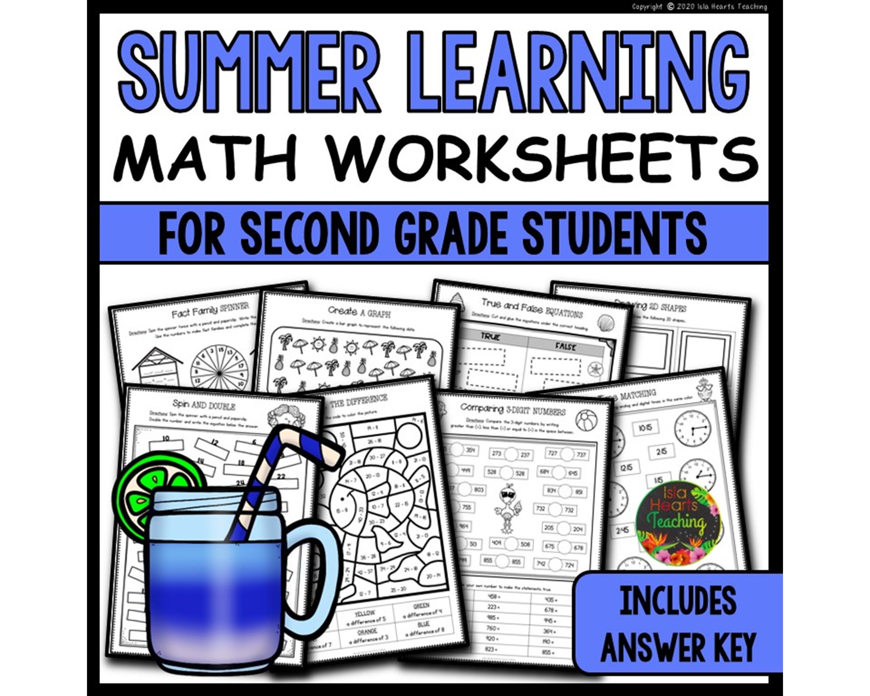 Second Grade Summer Math Learning Homework Packet L Home Learning ...