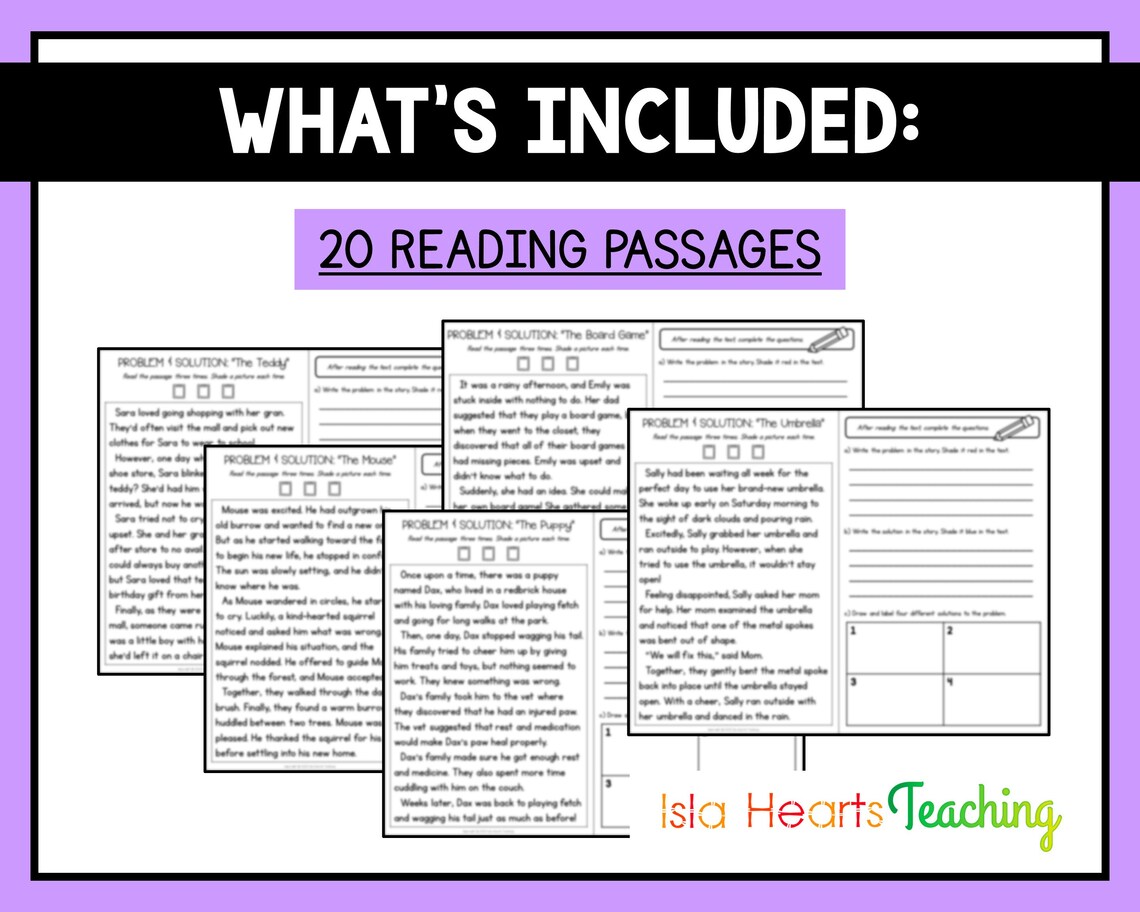 Problem and Solution Reading Comprehension Passages and Questions ...