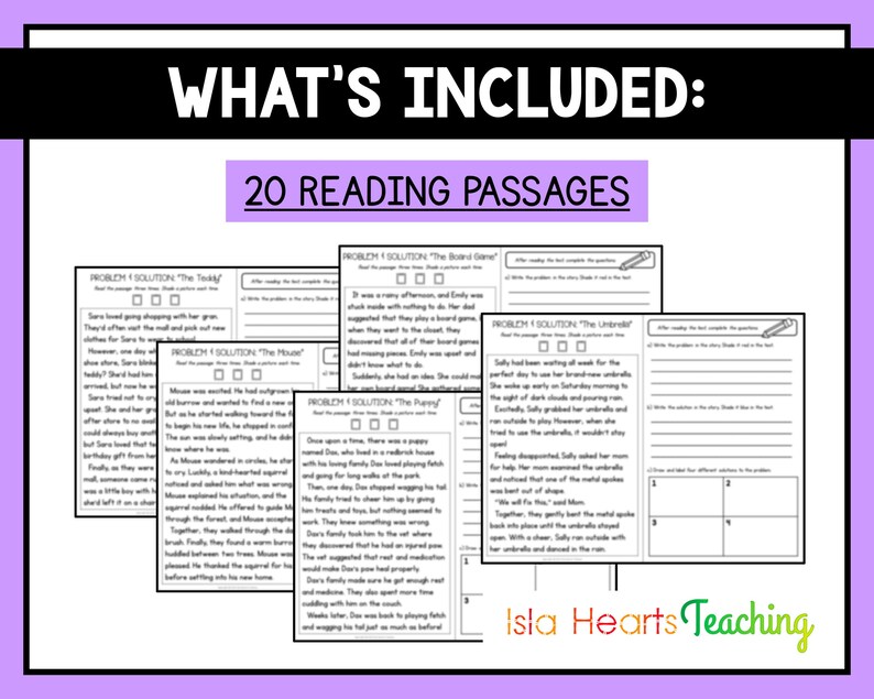 Problem and Solution Reading Comprehension Passages and Questions ...