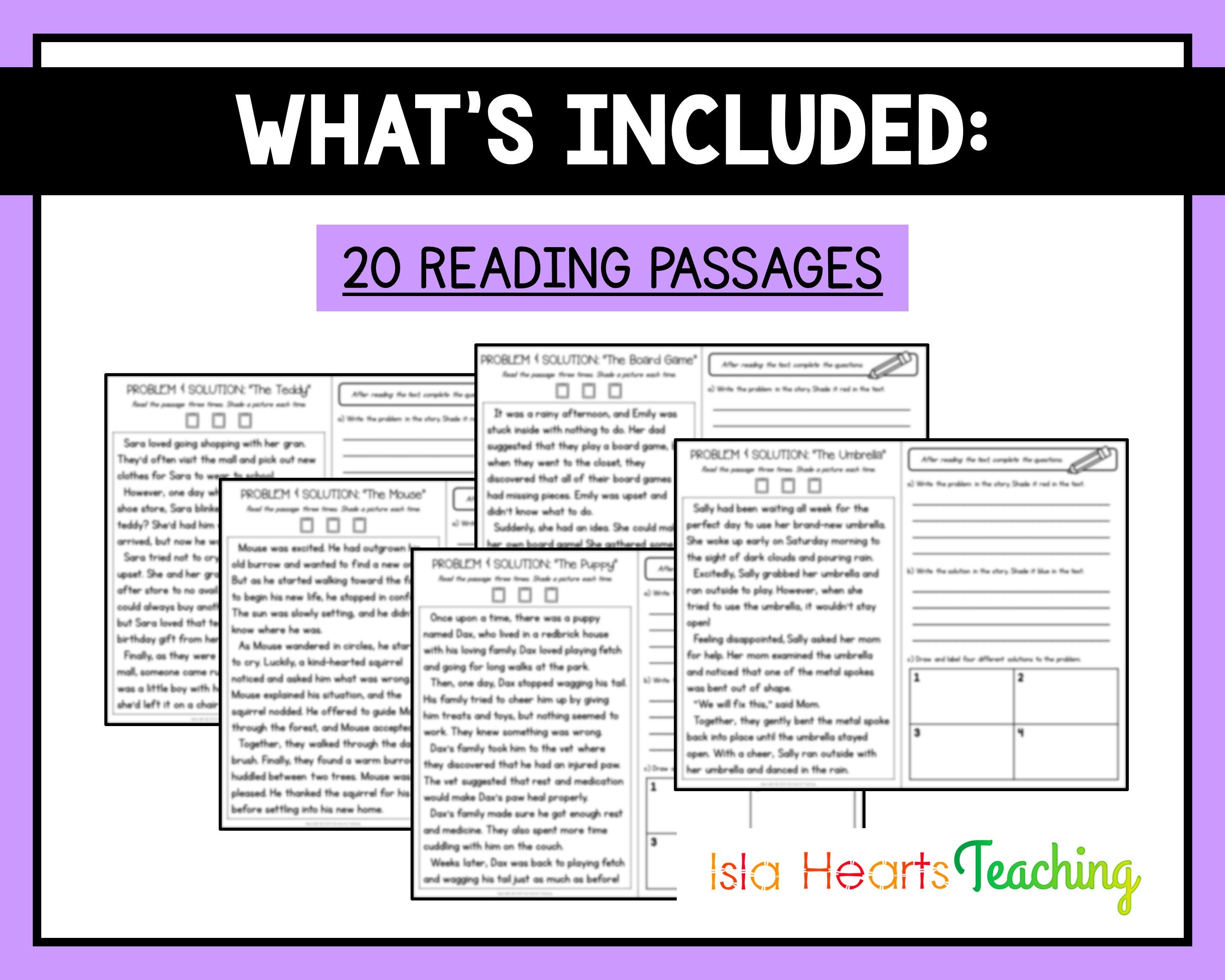 Problem and Solution Reading Comprehension Passages and Questions ...