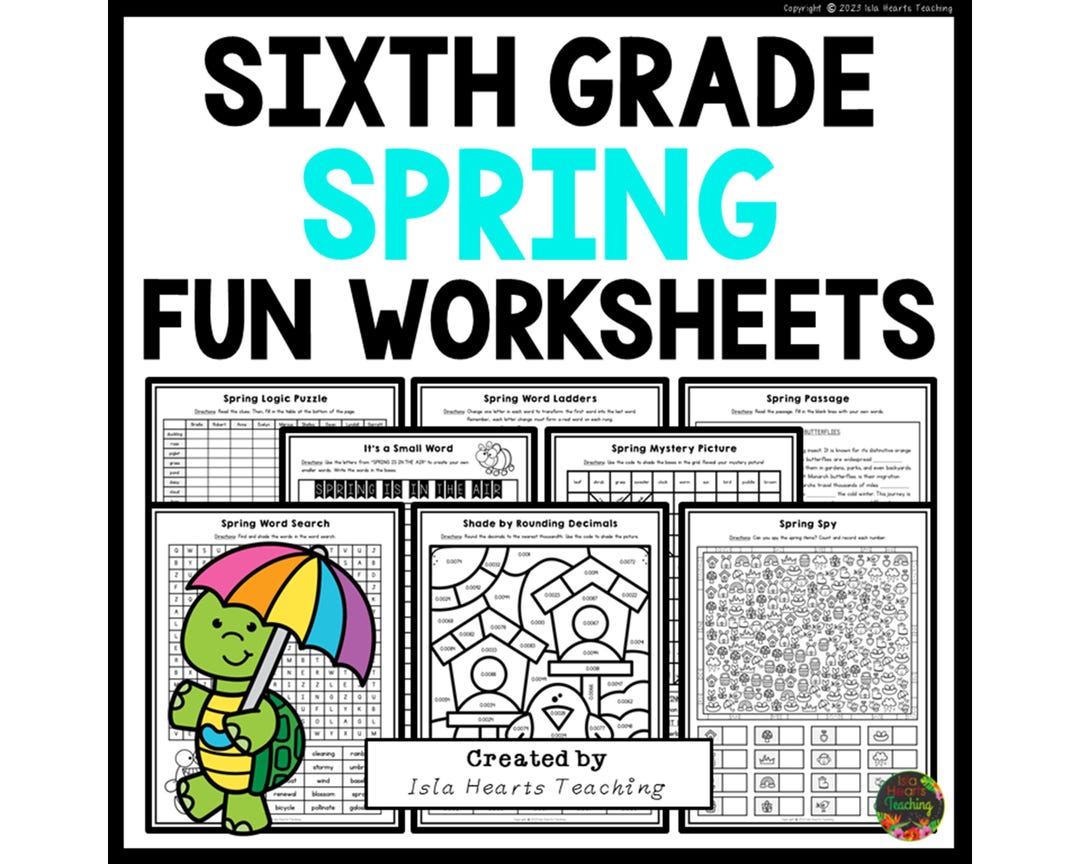 Spring Fun Puzzles Workbook Holiday Break Worksheets & Activities 6th ...