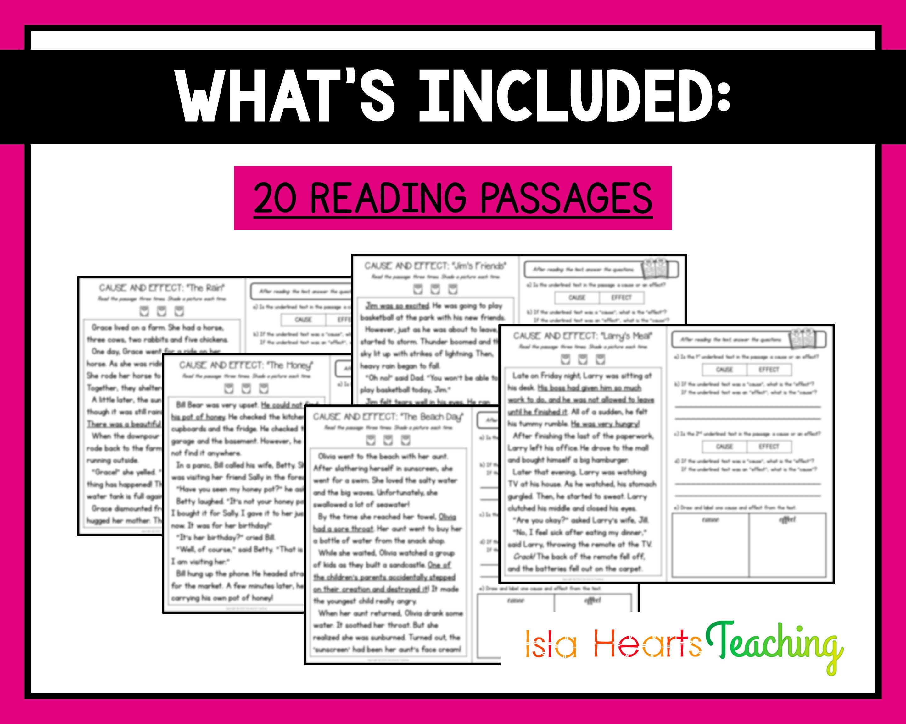 Cause and Effect Reading Comprehension Passages and Questions - Reading ...