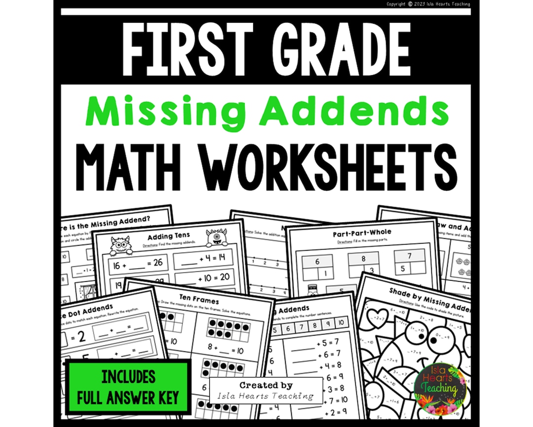 Missing Addends Worksheets for Kids L Addition Adding Math Homework ...