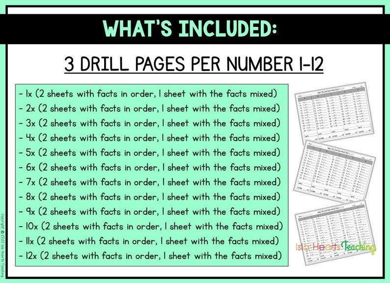 Multiplication Fact Practice L Multiplication Drills L Times Tables for ...