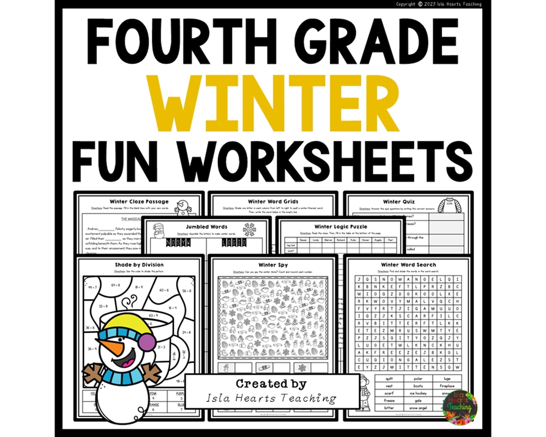 Winter Fun Puzzles Workbook I Holiday Break Worksheets Activities I 4th ...