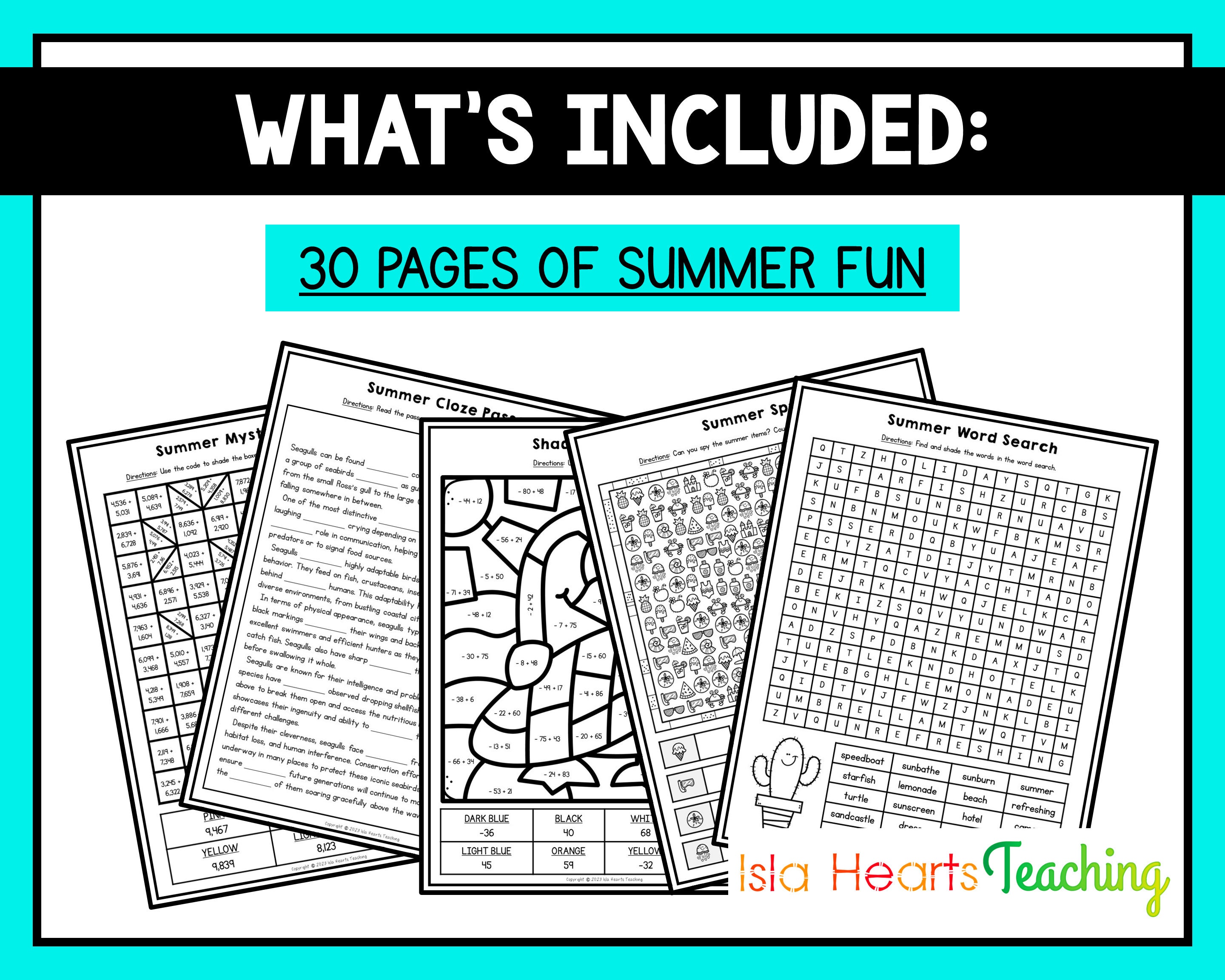 Summer Fun Puzzles Workbook I Holiday Break Worksheets & Activities I ...