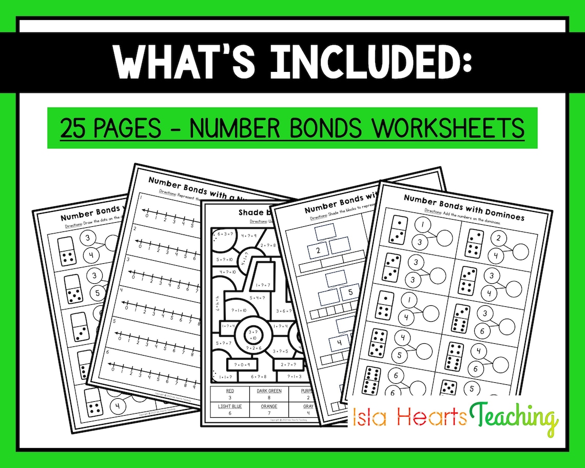 Number Bonds to 10 & 20 Worksheets for Kids L Part Part Whole Math ...