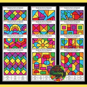 Parts of Speech Color by Code Worksheets I Fun Grammar Activities 2nd ...