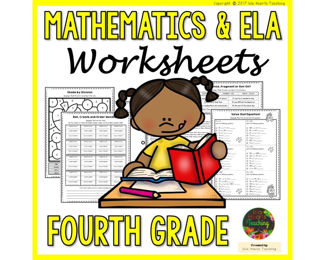 Fourth Grade Home Learning Worksheets L Math and Language Arts ...