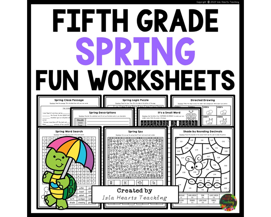 Spring Fun Puzzles Workbook I Holiday Break Worksheets Activities I 5th ...