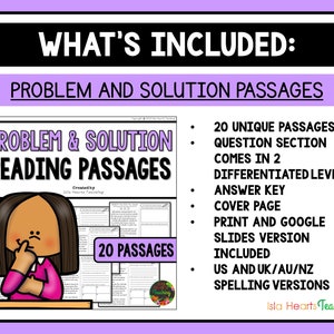 Problem and Solution Reading Comprehension Passages and Questions ...