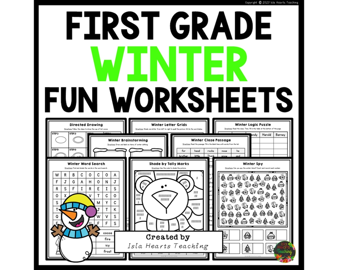 Winter Fun Puzzles Workbook I Holiday Break Worksheets Activities I 1st ...