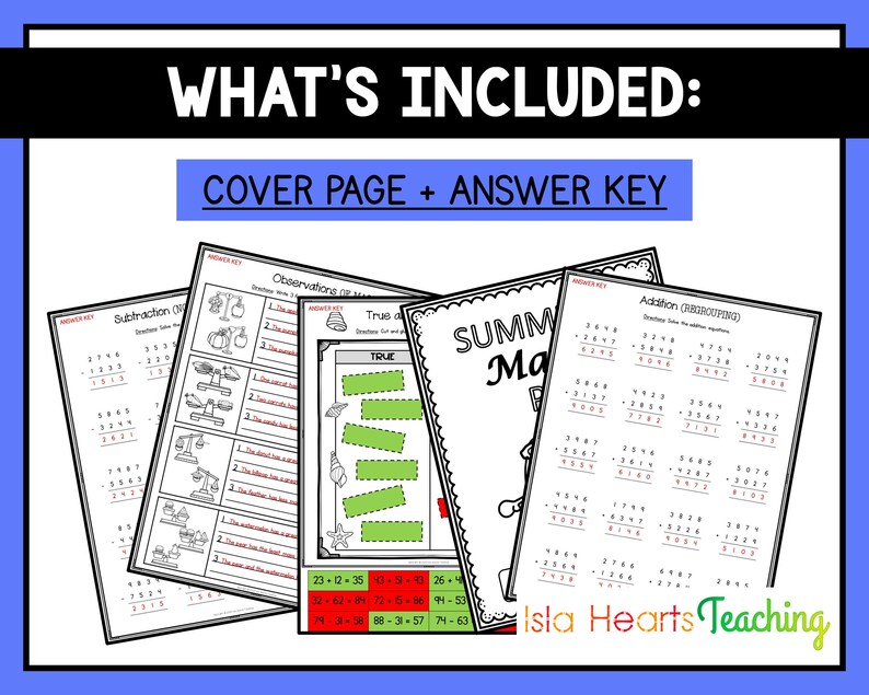 Second Grade Summer Math Learning Homework Packet L Home Learning ...