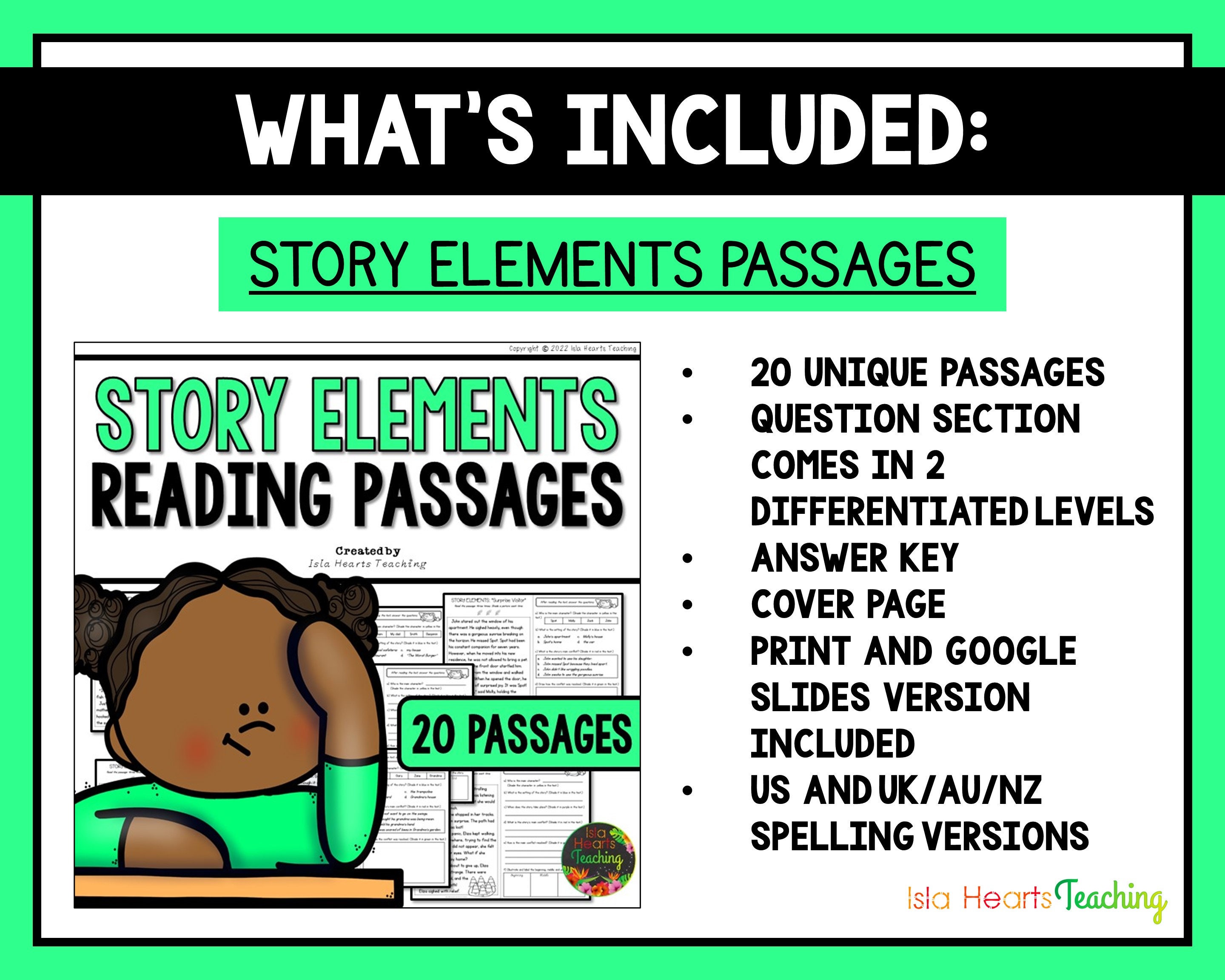 Story Elements Reading Comprehension Passages and Questions - Reading ...
