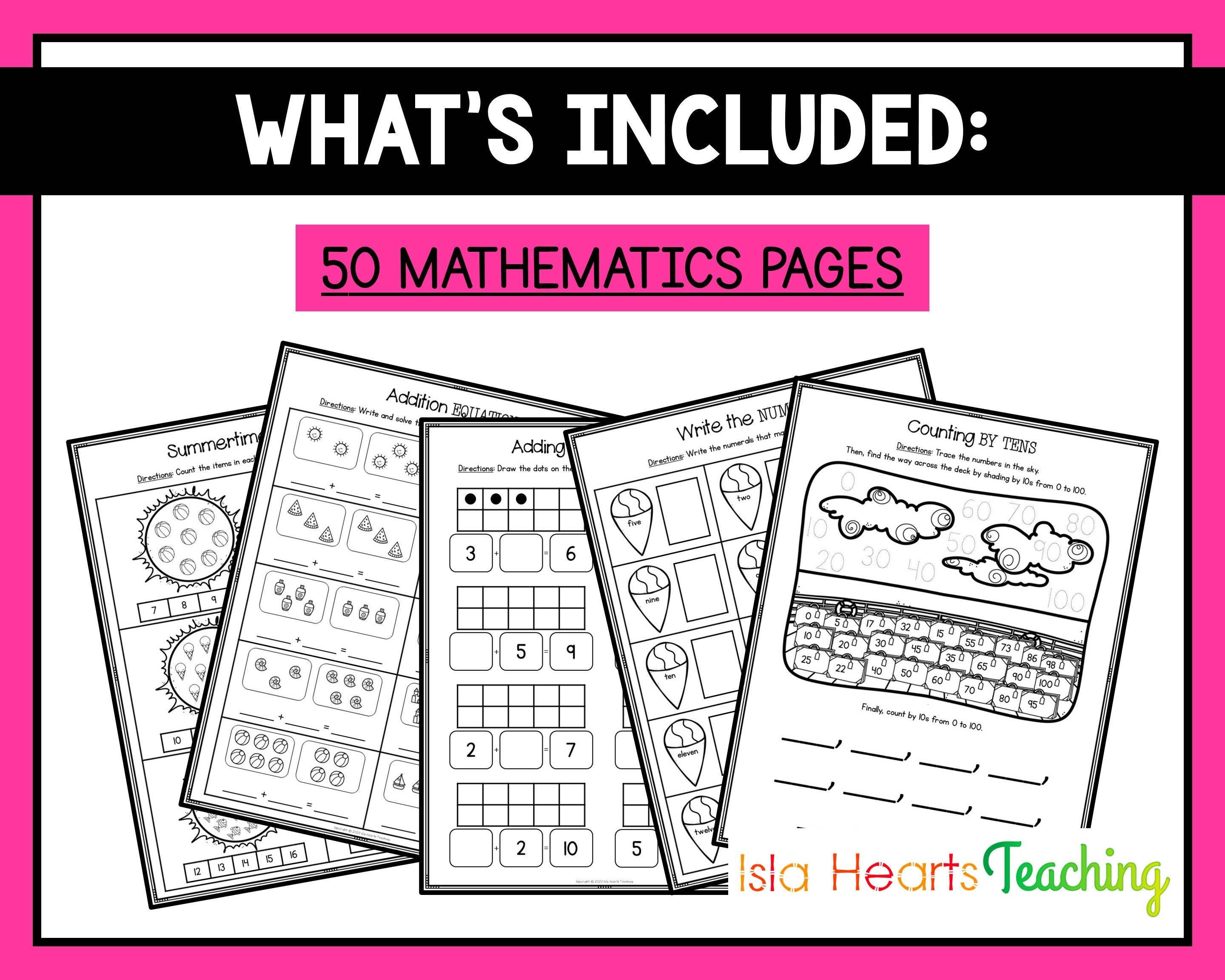 Kindergarten Summer Math Learning Homework Packet L Home Learning ...