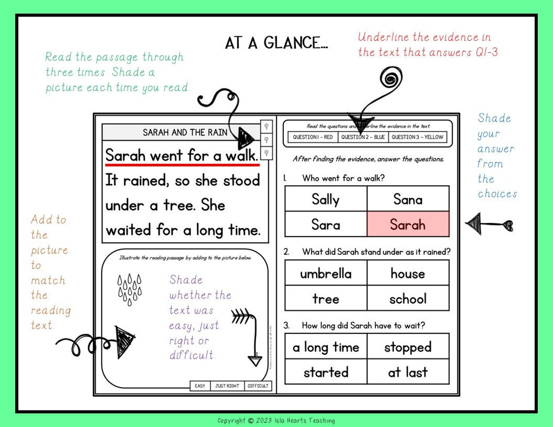 Kindergarten Reading Passages With Multiple Choice Questions Fun Texts ...