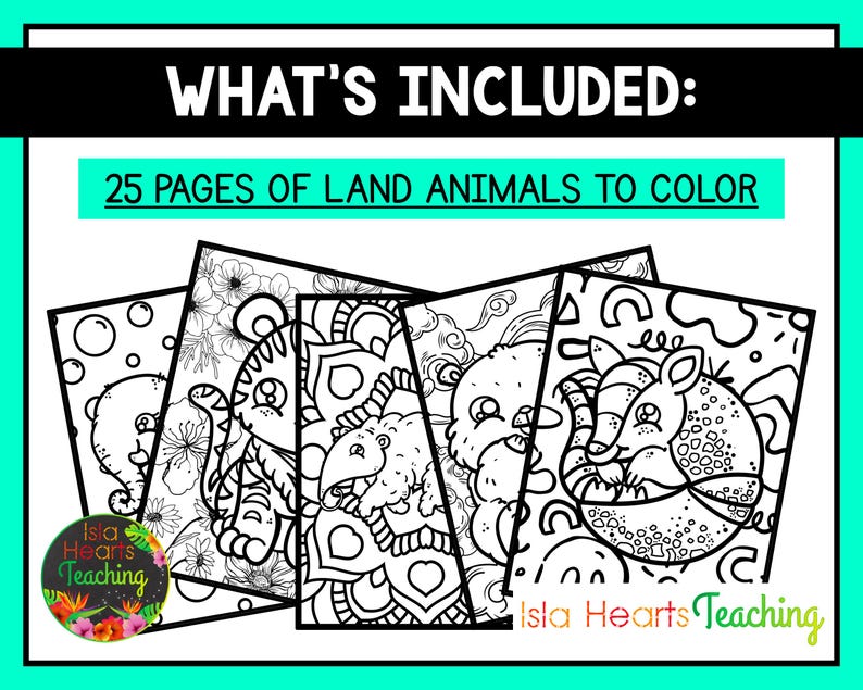 Land Animals Coloring Pages | Art Colouring in Book | Fun Packet for ...