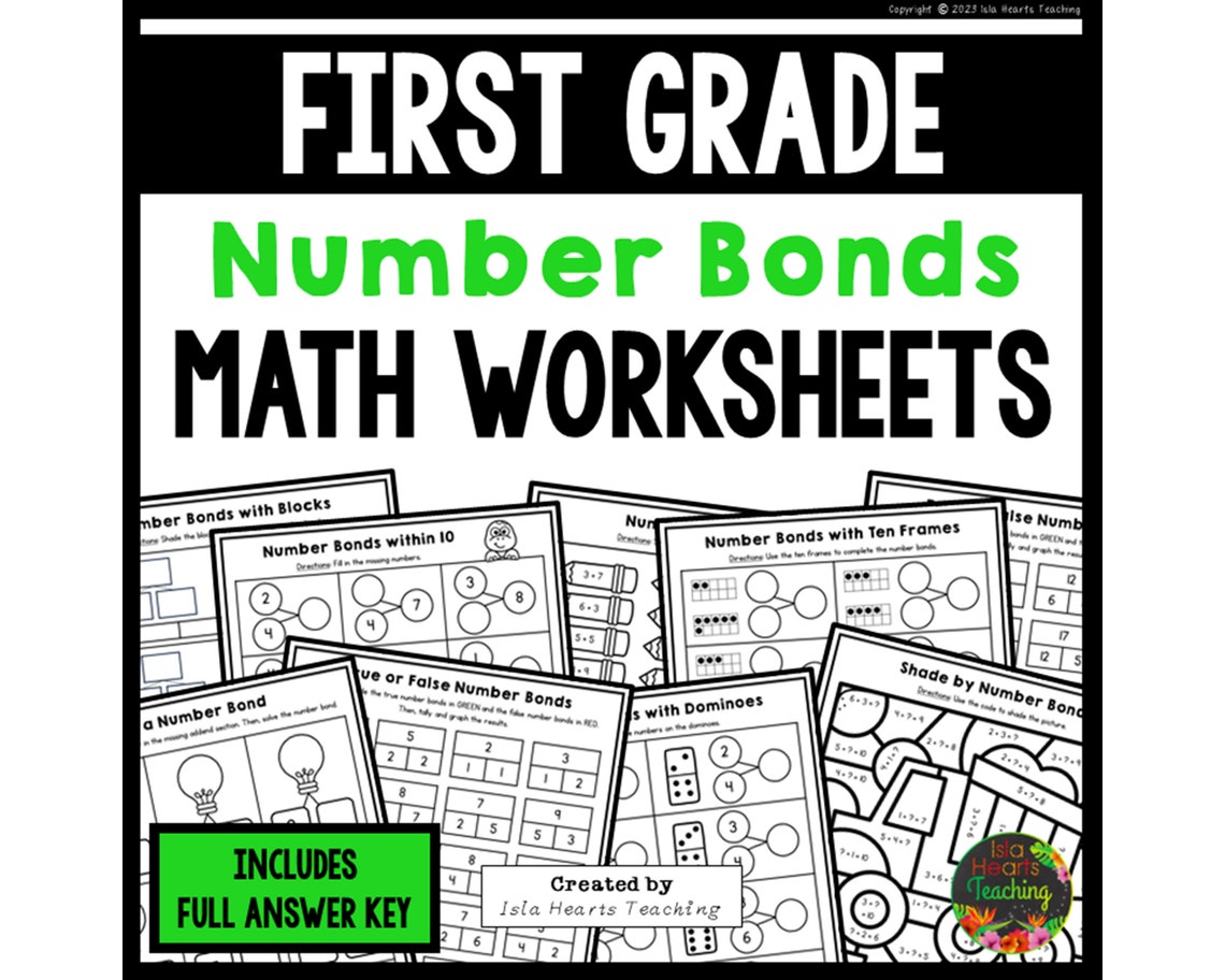 Number Bonds to 10 & 20 Worksheets for Kids L Part Part Whole Math ...