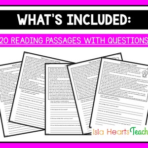 Third Grade Reading Comprehension Passages and Questions Worksheets I ...