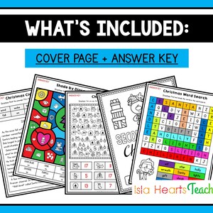 Christmas Fun Puzzles Workbook I Holiday Break Worksheets Xmas ...