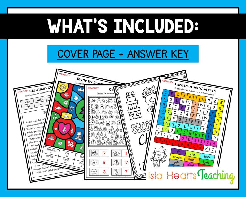 Christmas Fun Puzzles Workbook I Holiday Break Worksheets Xmas ...