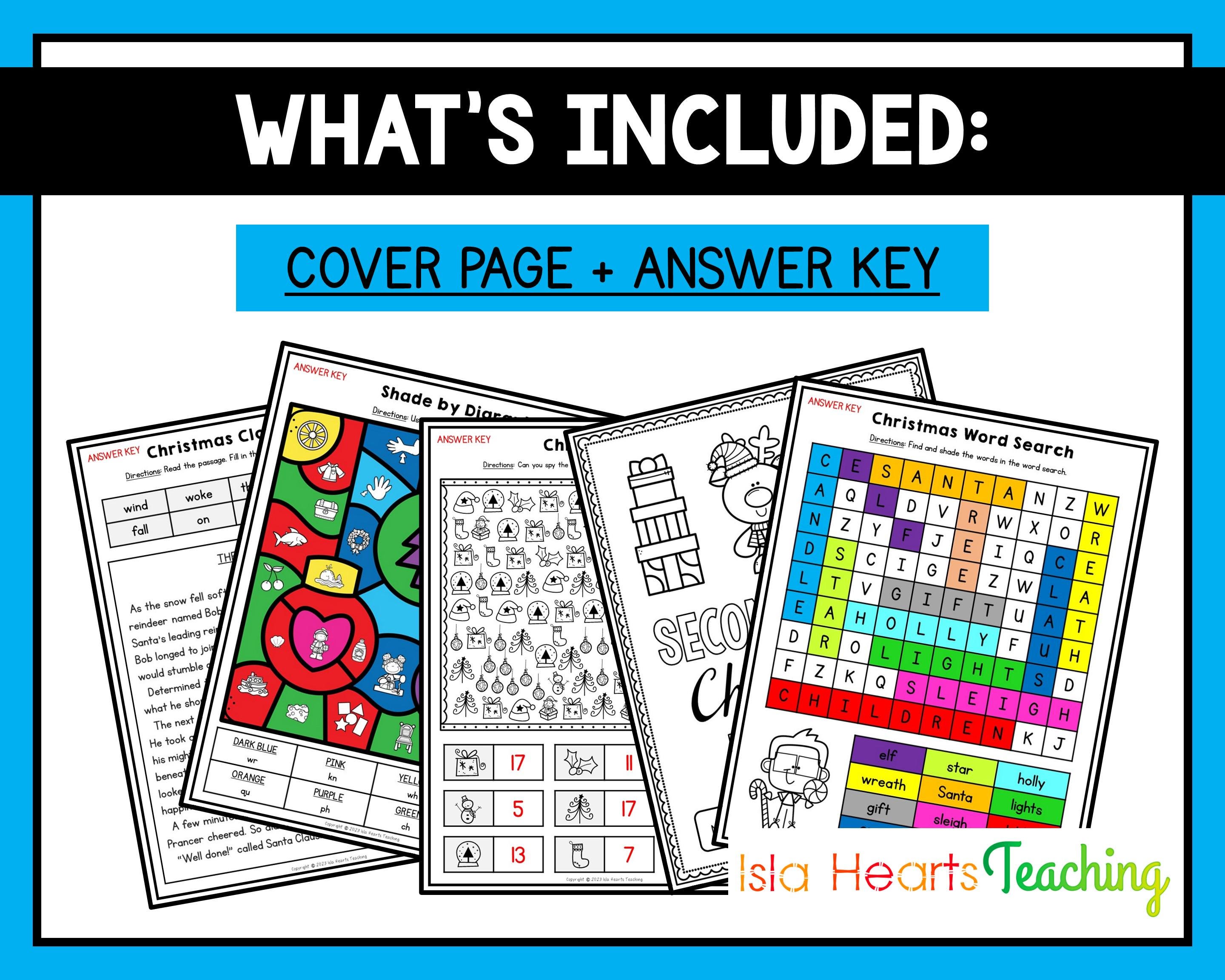 Christmas Fun Puzzles Workbook I Holiday Break Worksheets Xmas ...