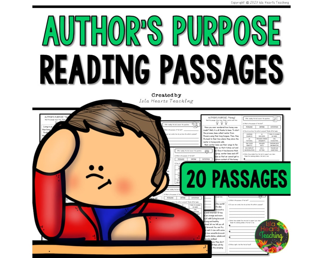 Author's Purpose Reading Comprehension Passages and Questions - Reading ...