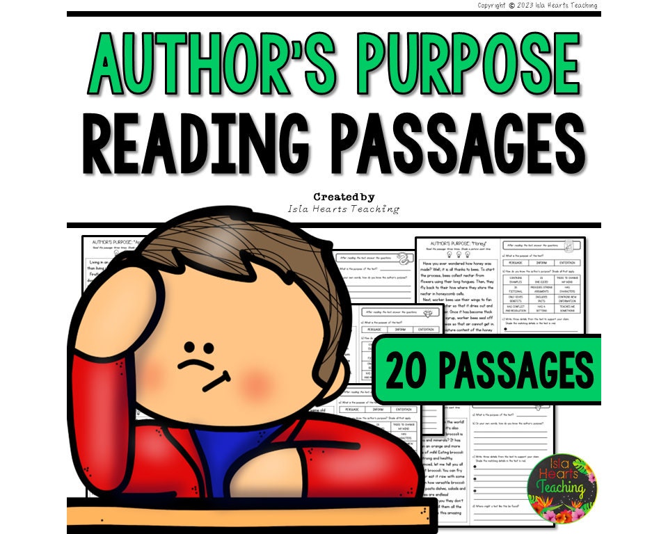 Author's Purpose Reading Comprehension Passages and Questions - Reading ...