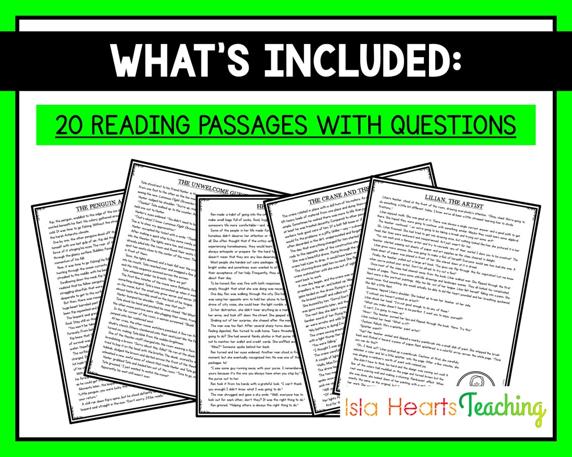 Fifth Grade Reading Comprehension Passages and Questions Worksheets I ...