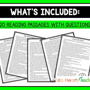Fifth Grade Reading Comprehension Passages and Questions Worksheets I ...
