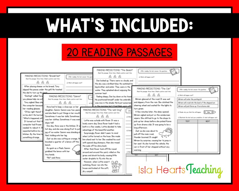 Making Predictions Reading Comprehension Passages and Questions ...