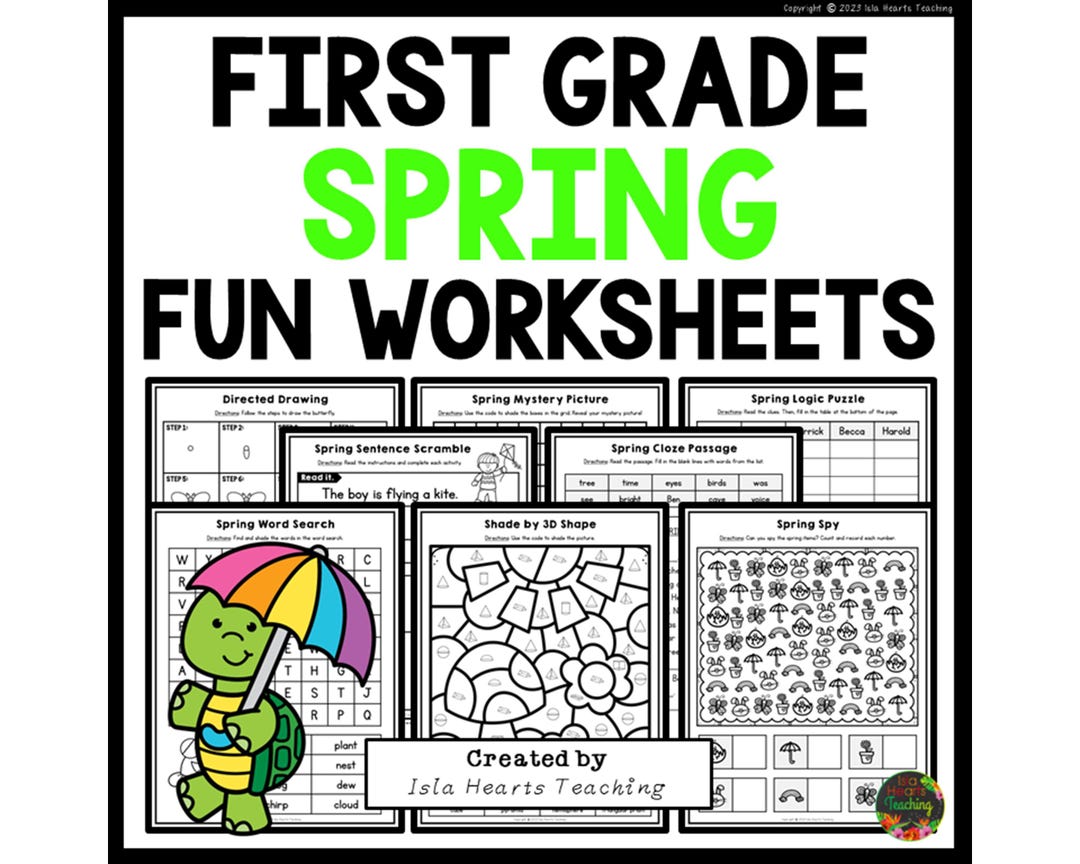 Spring Fun Puzzles Workbook I Holiday Break Worksheets Activities I 1st ...