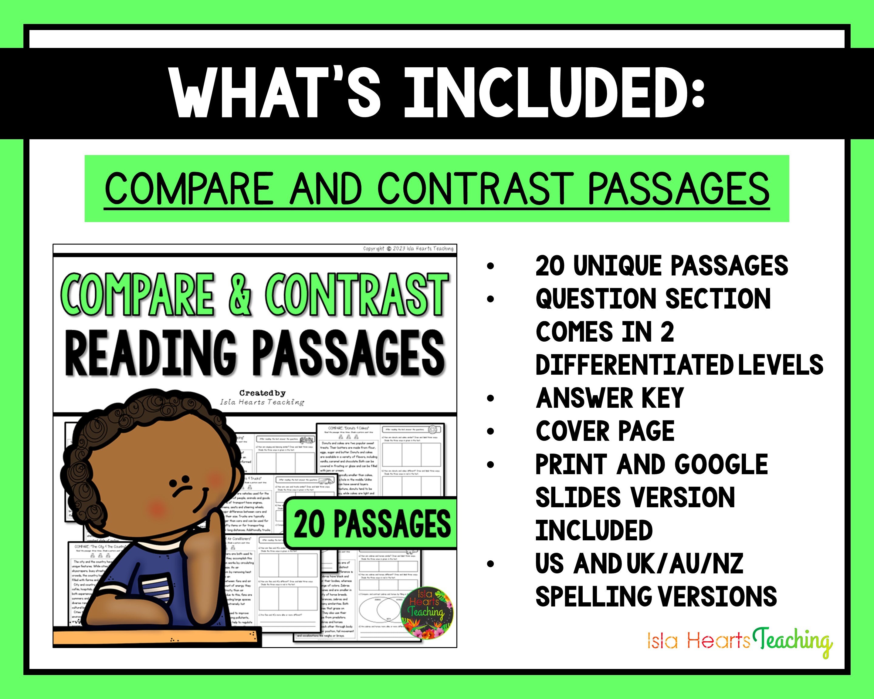 Compare and Contrast Reading Comprehension Passages and Questions ...