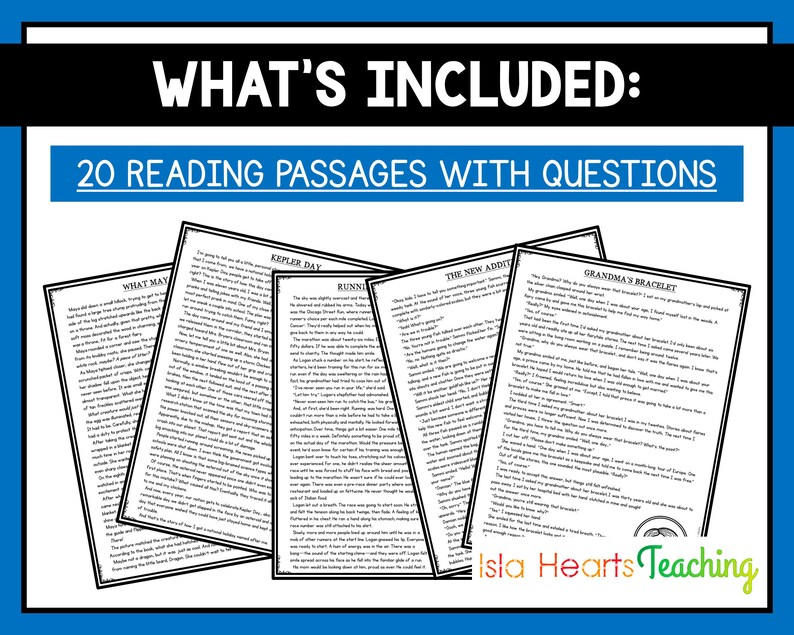 Fifth Grade Reading Comprehension Passages and Questions Worksheets I ...