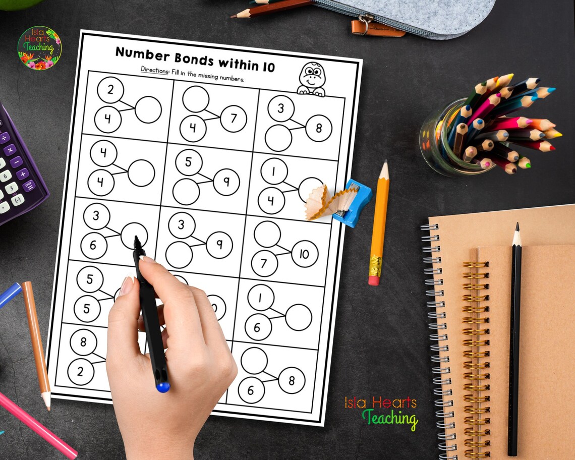 Number Bonds to 10 & 20 Worksheets for Kids L Part Part Whole Math ...